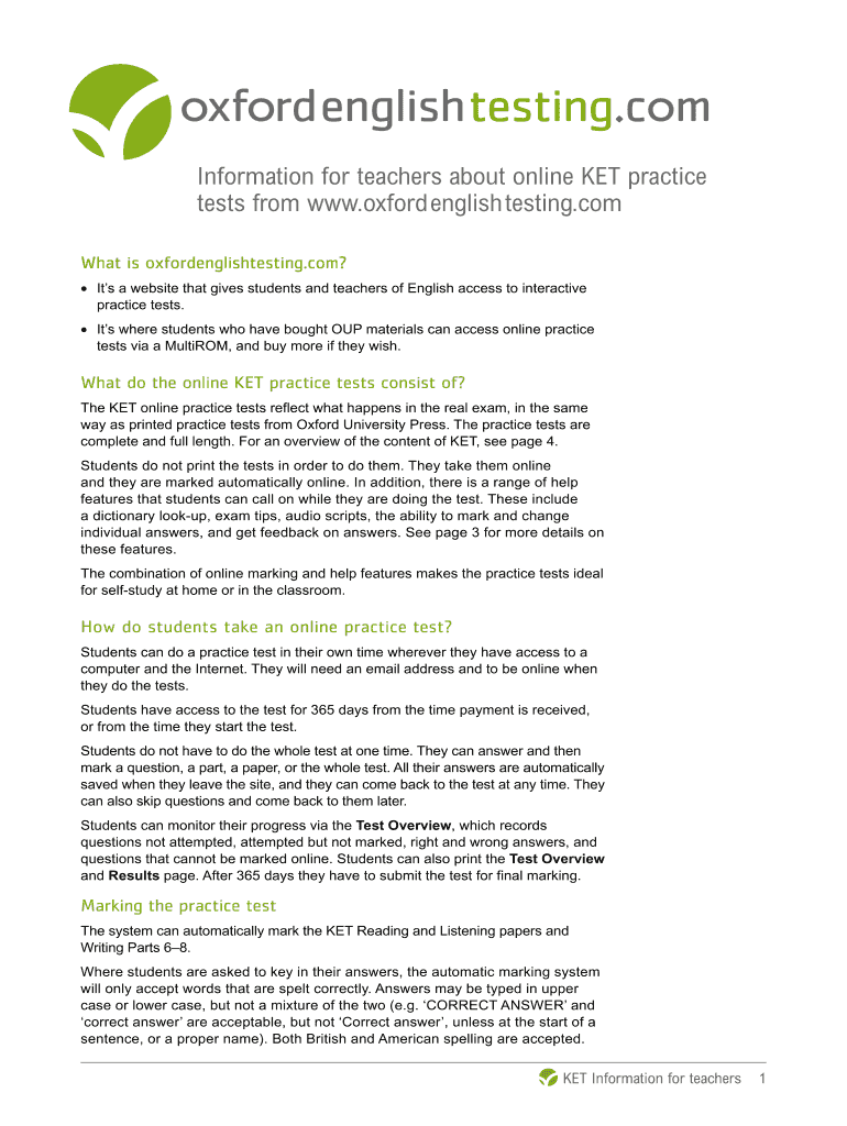 Oxfordenglishtesting - Fill Online, Printable, Fillable, Blank | pdfFiller