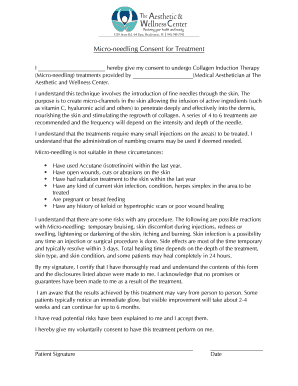 Micro-needling Consent For Treatment - The Aesthetic & Wellness ...