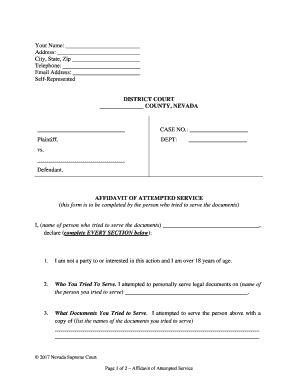 Fillable Online Affidavit of Attempted Service Fax Email Print - pdfFiller