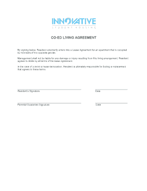 Fillable Online CO-ED LIVING AGREEMENT Fax Email Print - pdfFiller