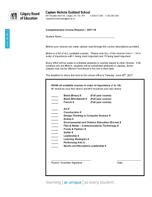 Fillable Online Calgary Board of Education - Colonel Irvine School ...