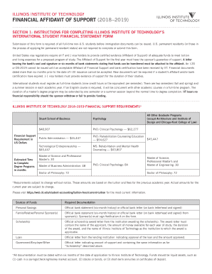 Fillable Online admissions iit financial affidavit of support (20182019) - Illinois Institute of ...