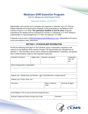 Fillable Online Medicare EHR Incentive Program Call for Measures ...