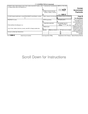 Fillable Online 2017 Form 1099-G. Certain Government Payments Fax Email ...
