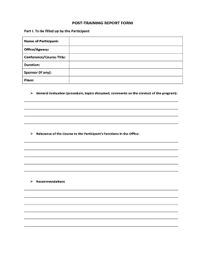 Fillable Online post-training report form - City of Valencia Fax Email ...