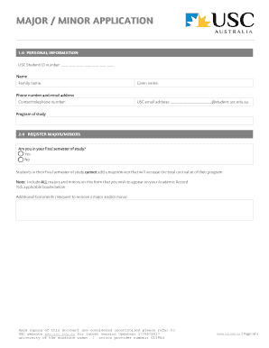Fillable Online MAJOR / MINOR APPLICATION Fax Email Print - pdfFiller