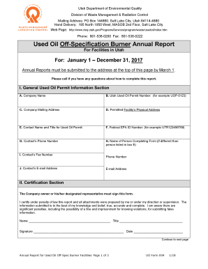 Fillable Online Used Oil Off-Specification Burner Annual Report Fax ...