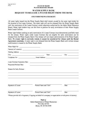 Fillable Online Request to Release a Water Right from the Water Supply Bank Fax Email Print ...