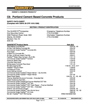 Portland Cement Based Concrete Products Sds - Fill Online, Printable ...