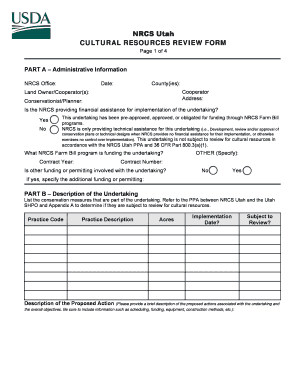 Fillable Online NRCS Utah CULTURAL RESOURCES REVIEW FORM Fax Email ...