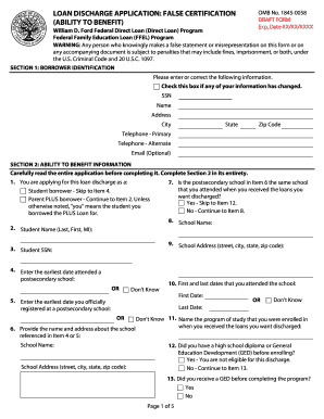 Fillable Online Loan Discharge Application. Use this form to request a ...