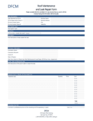 Fillable Online dfcm utah Roof Maintenance and Leak Repair Form Fax ...