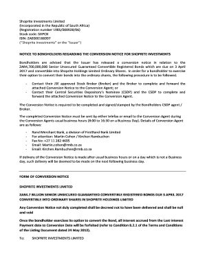 Fillable Online Shoprite Investments - Shoprite Holdings Fax Email ...