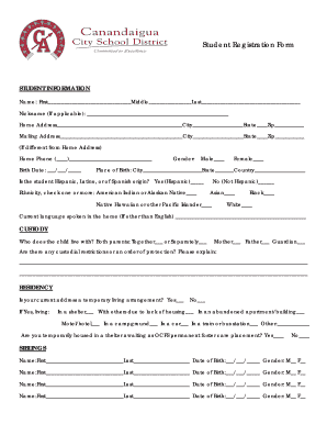 Fillable Online CCSD student registration form Fax Email Print - pdfFiller