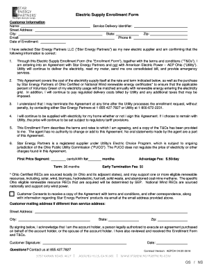 Fillable Online Electric Supply Enrollment Form Fax Email Print - pdfFiller