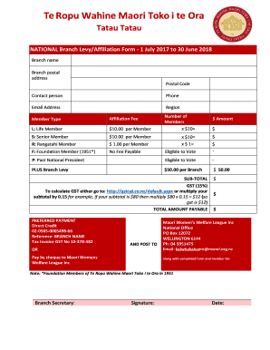 Fillable Online Te Ropu Wahine Maori Toko i te Ora Fax Email Print ...