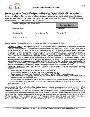 Fillable Online CalPERS Classic Eligibility Form Employer Section ...