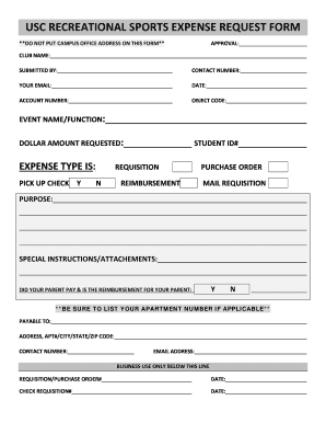 Fillable Online sait usc USC RECREATIONAL SPORTS EXPENSE REQUEST FORM Fax Email Print - pdfFiller