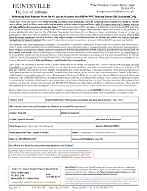 Fillable Online Swimming Pool Request Form for HU Water Accounts that ...