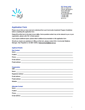 Fillable Online AGL LCIP application form.docx Fax Email Print - pdfFiller