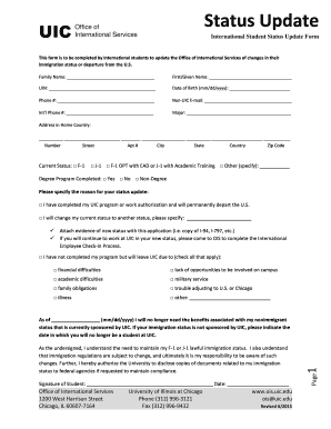 Fillable Online International Student Status Update Form Fax Email ...