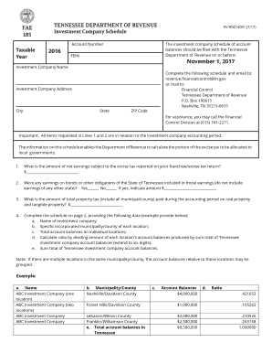 Fillable Online FAE 185 TENNESSEE DEPARTMENT OF REVENUE 2016 ... - TN ...