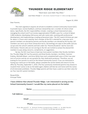 Fillable Online THUNDER RIDGE ELEMENTARY - Fax Email Print - pdfFiller