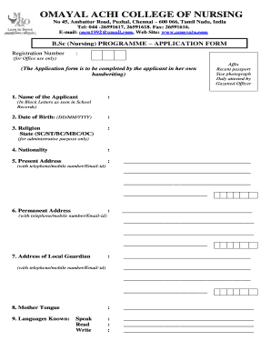 Omayal Achi College Of Nursing - Fill and Sign Printable Template Online