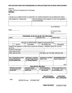 Fillable Online APPLICATION FORM FOR FORWARDING OF APPLICATIONS FOR ...