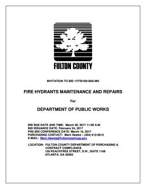 Fillable Online fire hydrants maintenance and repairs department of ...