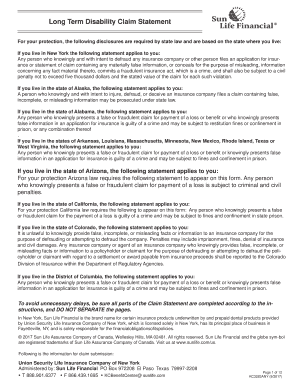 Fillable Online KC3283ANY, Long Term Disability Claim Statement Fax ...