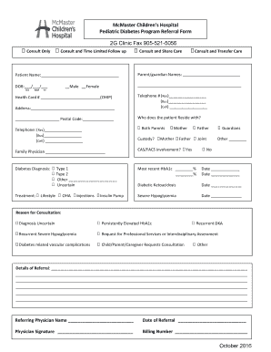 Fillable Online Pediatric Diabetes Program Referral Form - McMaster ...