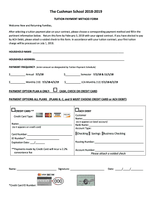 Fillable Online TUITION PAYMENT METHOD FORM Fax Email Print - pdfFiller