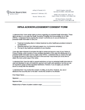 Fillable Online HIPAA ACKNOWLEDGEMENT/CONSENT FORM Fax Email Print ...