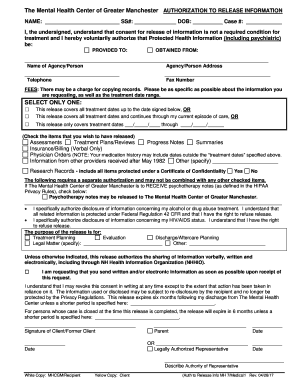 Fillable Online The Mental Health Center of Greater Manchester ...