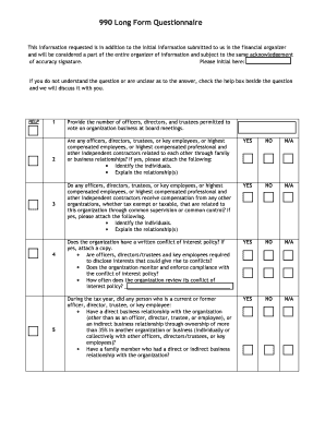 Fillable Online 990 Long Form Questionnaire - 501c3.net Fax Email Print ...
