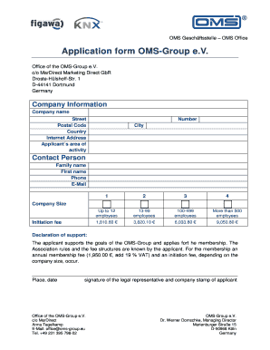 Fillable Online Application form OMS-Group e.V. Fax Email Print - pdfFiller