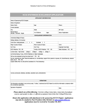 Fillable Online kccd scholarship application - Kentucky Council on ...