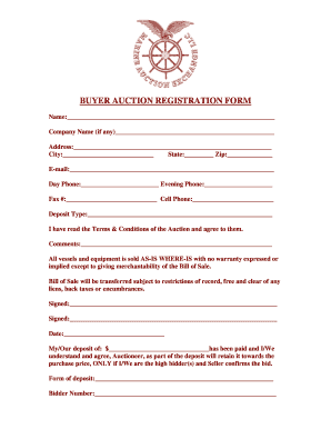 Fillable Online buyer auction registration form - Marine Auction ...