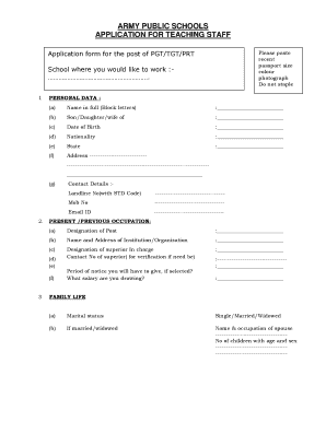 Fillable Online ARMY PUBLIC SCHOOLS APPLICATION FOR Fax Email Print ...