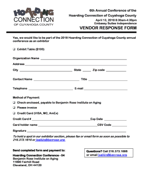 Fillable Online vendor response form - Hoarding Connection of Cuyahoga ...