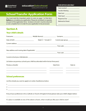 Fillable Online School Transfer Application Form Fax Email Print ...
