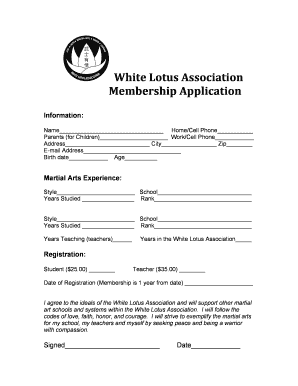 Fillable Online White Lotus Application Fax Email Print - pdfFiller