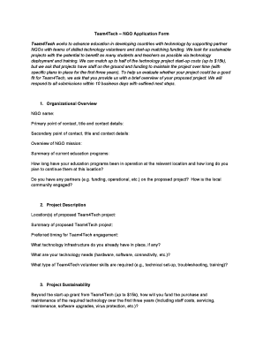 Fillable Online NGO Application Form Team4Tech works to advance ...