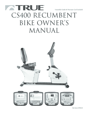 Cs400 Recumbent Bike Owner's Manual - True Fitness - Fill and Sign ...