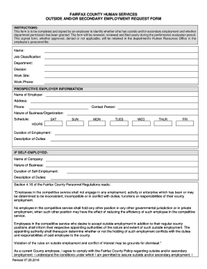 Fillable Online Outside and/or Secondary Employment Request Form Fax ...