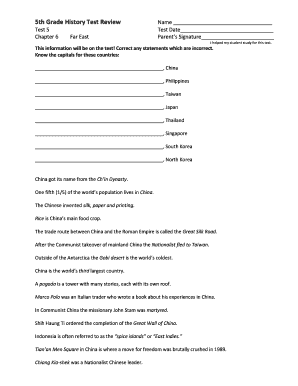 Fillable Online 5th Grade History Test Review Fax Email Print - pdfFiller