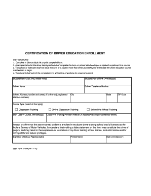 Fillable Online forms in CERTIFICATION OF DRIVER EDUCATION ENROLLMENT ...