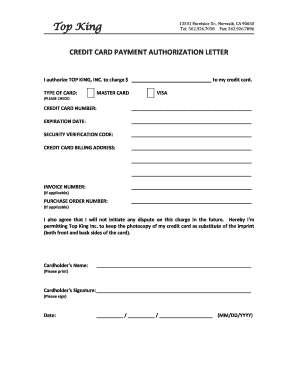 Fillable Online CREDIT CARD PAYMENT AUTHORIZATION LETTER Fax Email ...