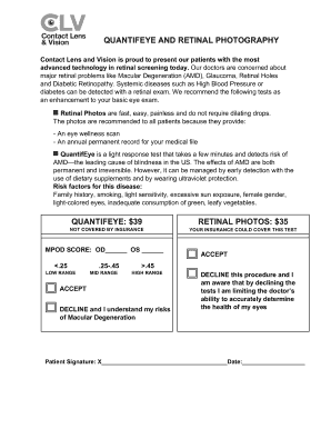 Fillable Online QUANTIFEYE AND RETINAL PHOTOGRAPHY Fax Email Print ...